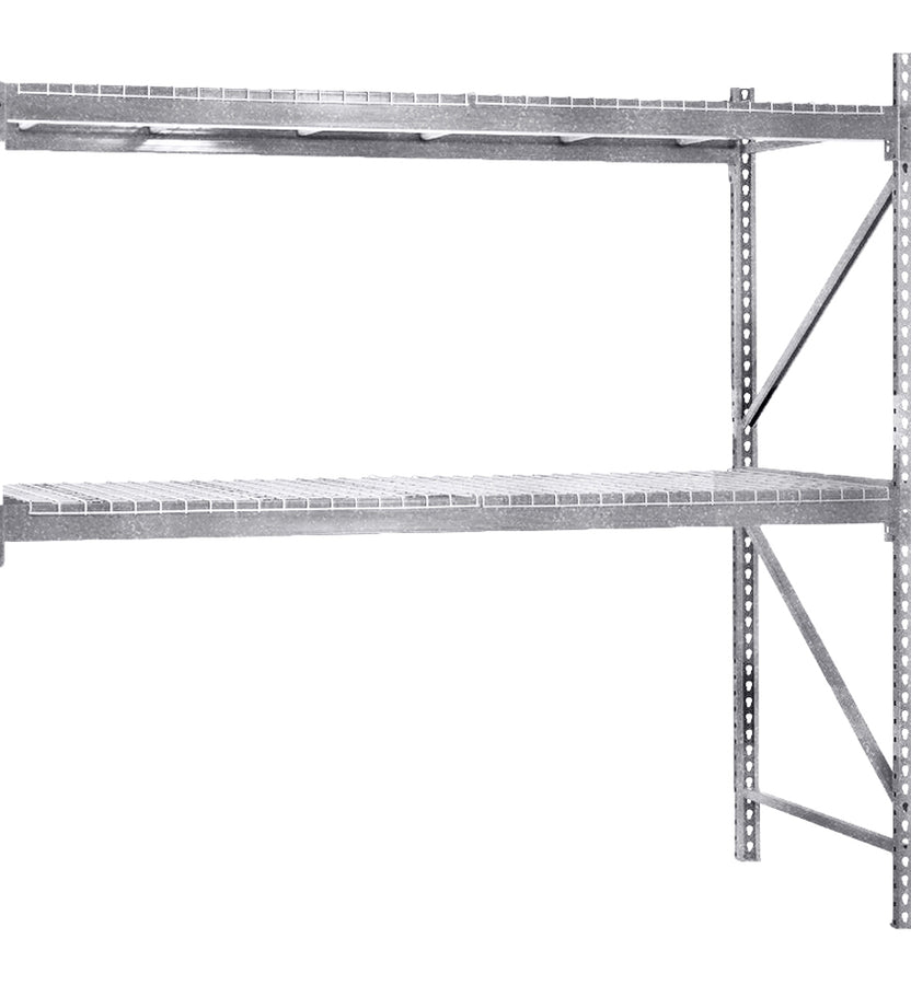 48"d x 120"h 2-Tier Galvanized Pallet Rack Add-On Units w/ Wire Decks ...