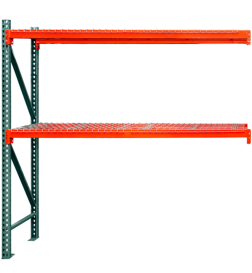 48"d x 120"h 2-Tier Teardrop Pallet Rack Add-On Units w/ Wire Decking ...