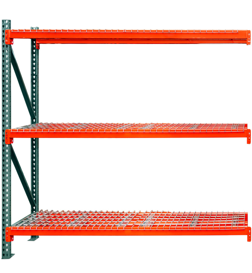 48"d x 144"h 3-Tier Teardrop Pallet Rack Add-On Units w/ Wire Decking ...