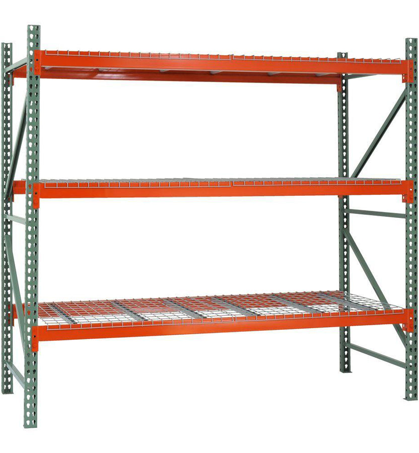 42"d x 192"h 3-Tier Teardrop Pallet Rack Starter Units w/ Wire Decking ...