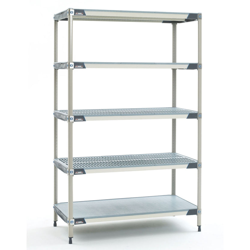 24"d MetroMax i Antimicrobial 5-Shelf Units w/ Grid & Solid Mats by ...