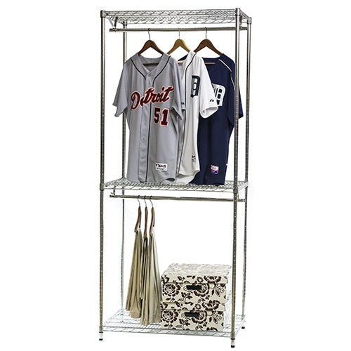 Double Hang Wire Closet Shelving w/ Lower Shelf - 18"d x 84"h by ...