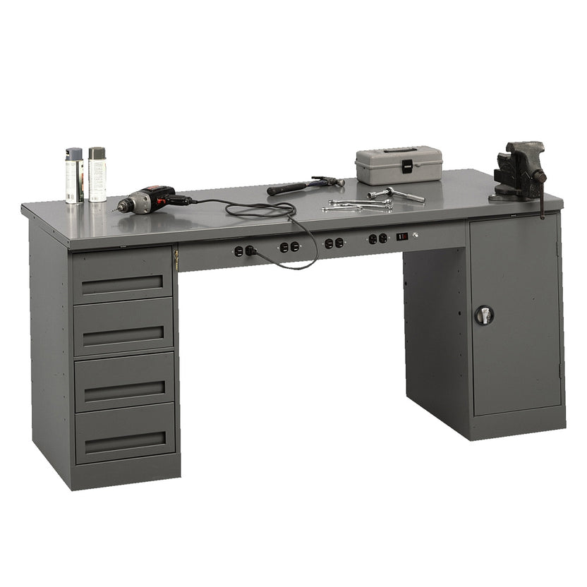 Modular Electric Workbench w/ Drawer Unit & Cabinet by Tennsco ...