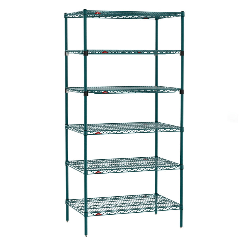 24"d x 74"h 6-Shelf Metro Super Erecta EZ-ADD Green Wire Shelving ...