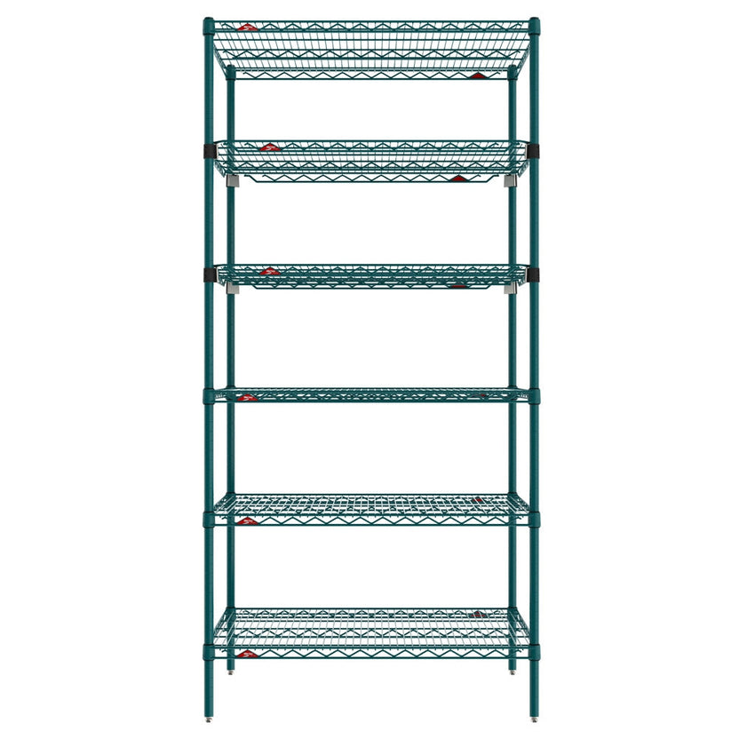 24"d x 74"h 6-Shelf Metro Super Erecta EZ-ADD Green Wire Shelving ...
