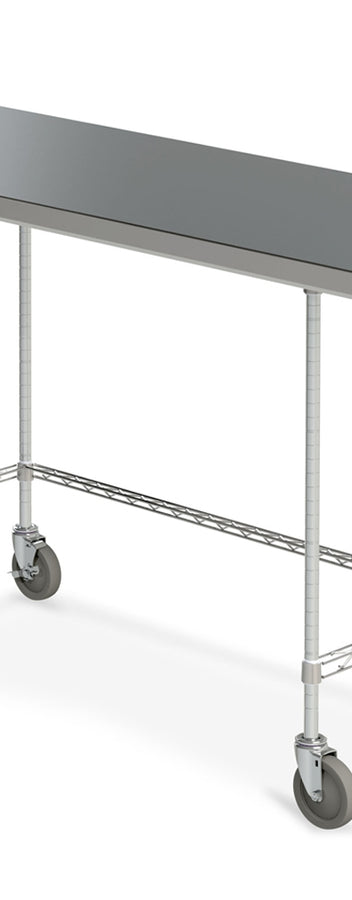 Space Saver Stainless Steel Mobile Work Tables w/ Bottom 3-Sided Frame ...