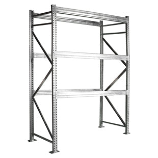 3-Tier Galvanized Teardrop Pallet Rack Starter Units - 42"d x 144"h by ...